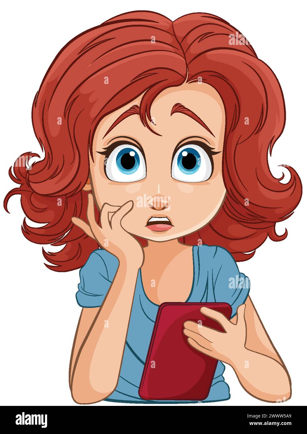 Cartoon of a girl looking anxious with a book Stock Vector Image & Art ...