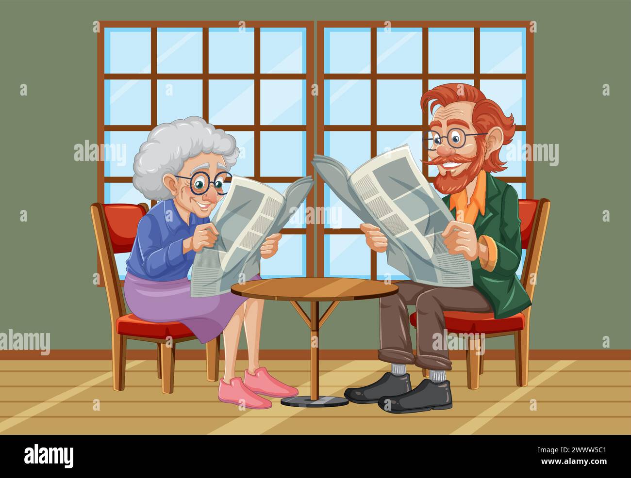 Casual mature man reading Stock Vector Images - Alamy