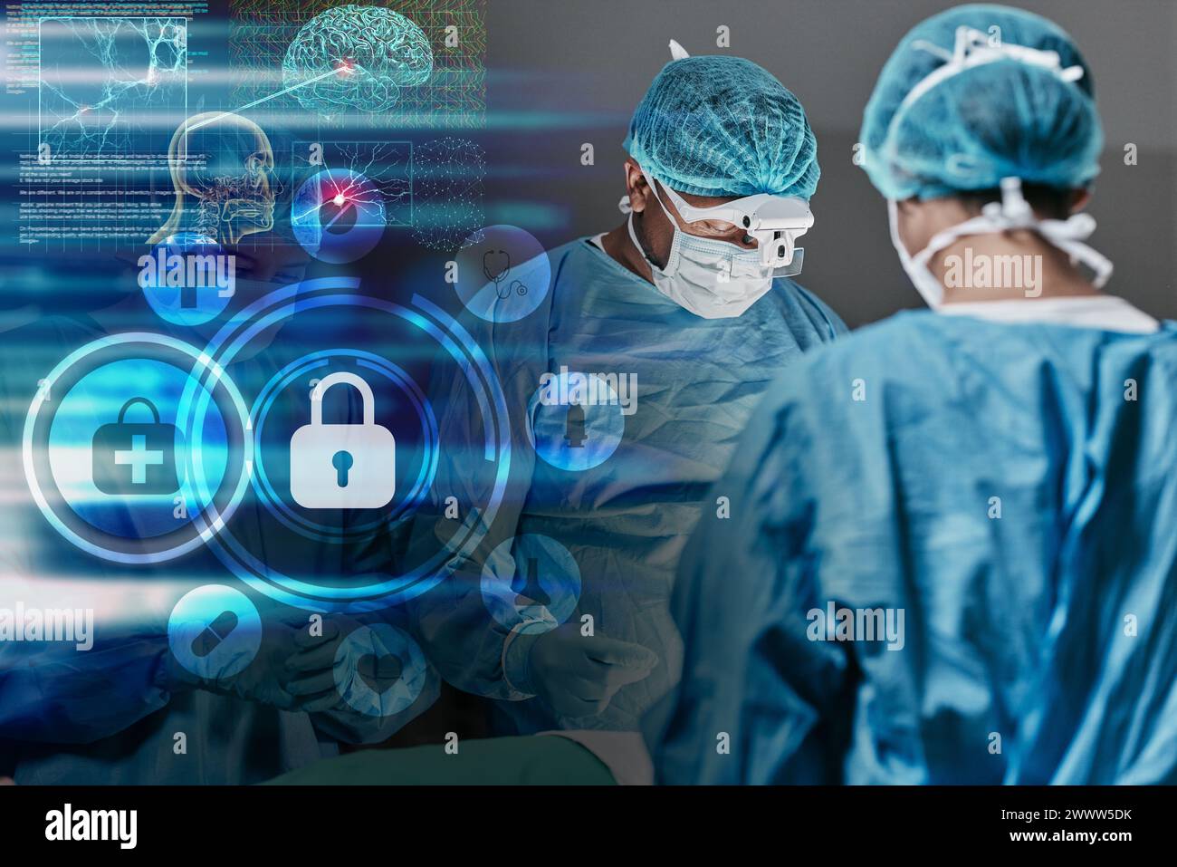 Overlay, hospital and healthcare insurance with surgeon team for ...