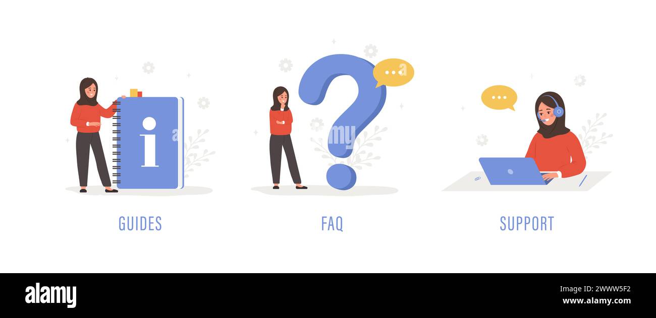 Customer support. Islamic female characters ask questions, get answers ... Customer support. Islamic female characters ask questions, get answers ...