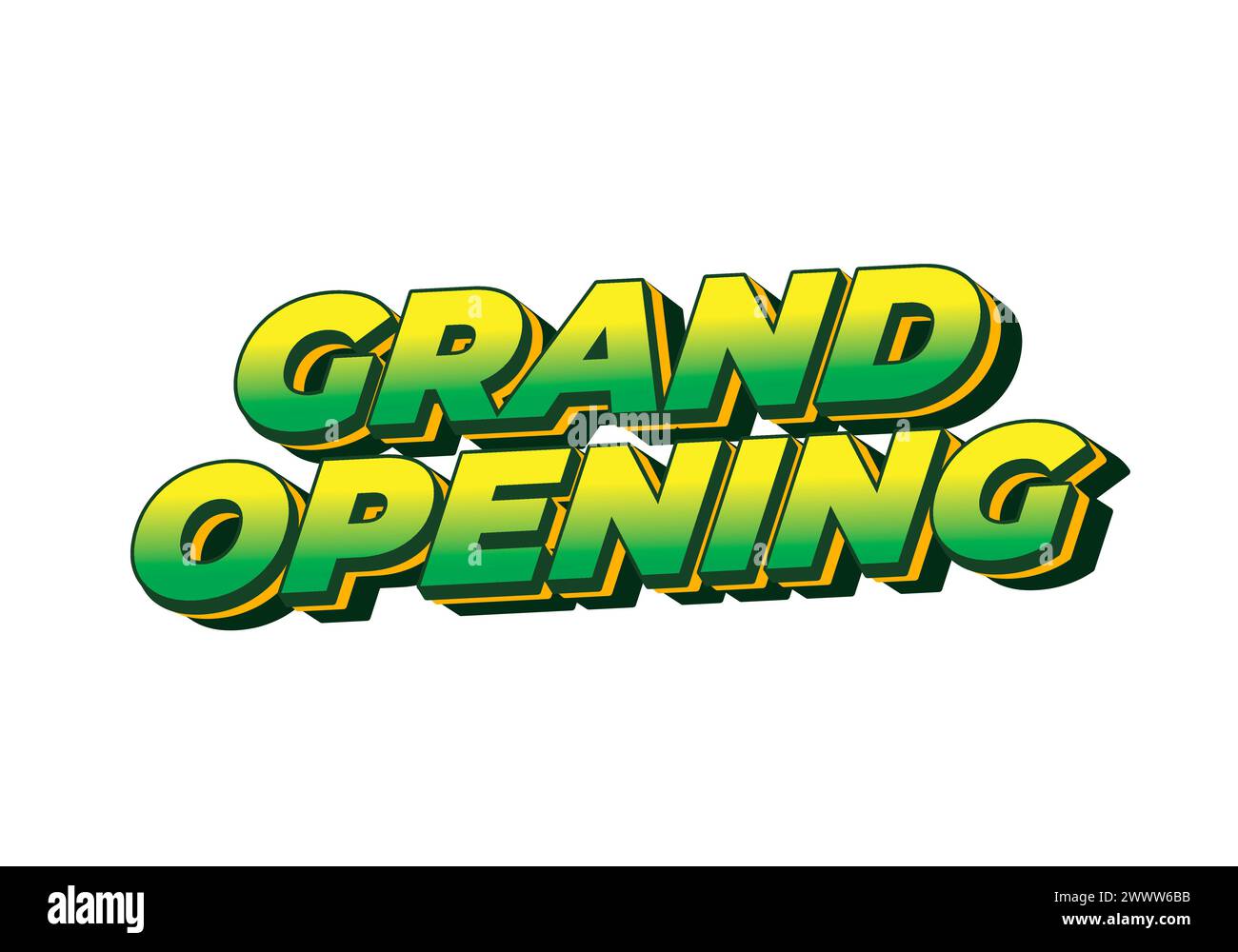 Grand opening. Text effect design in yellow green color with 3 ...