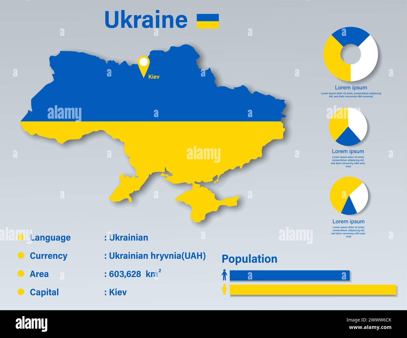 Ukraine Infographic Vector Illustration, Ukraine Statistical Data ...