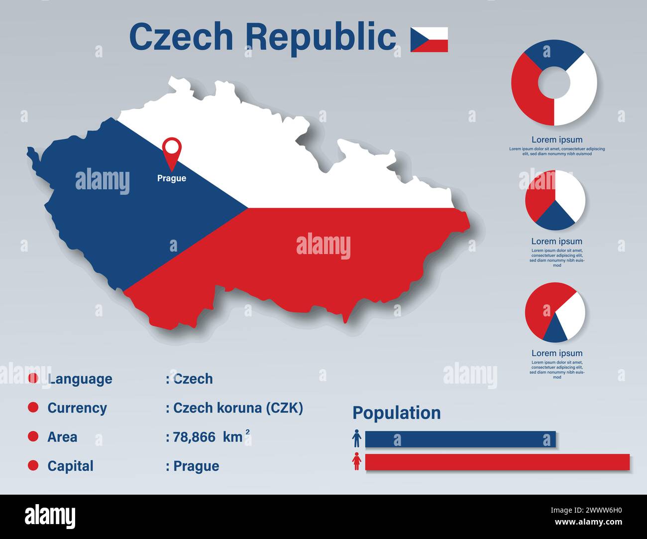 Czech Infographic Vector Illustration, Czech Statistical Data Element ...