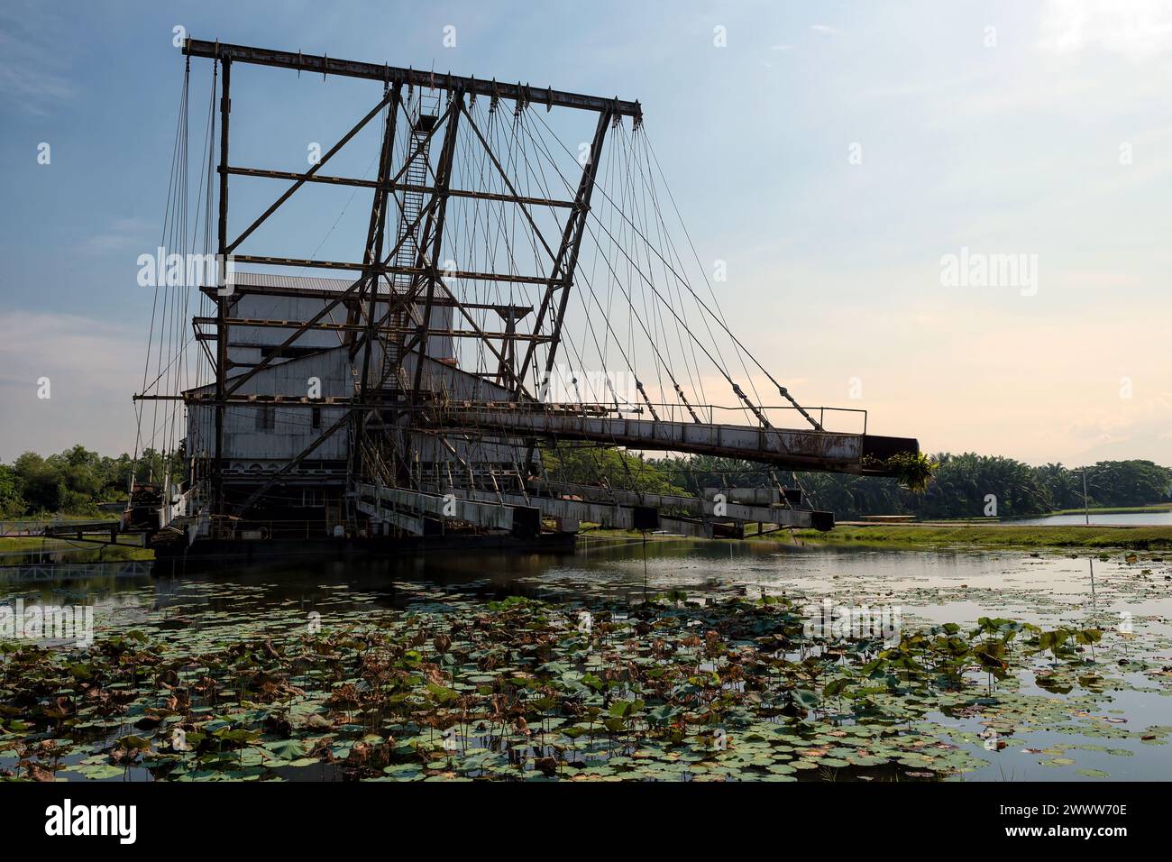The last abandoned tin mining dredger during British colonial now ...