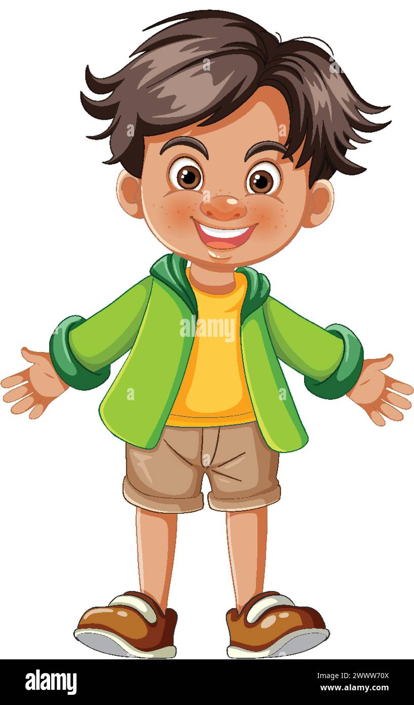 Cheerful young boy smiling with open arms Stock Vector Image & Art - Alamy