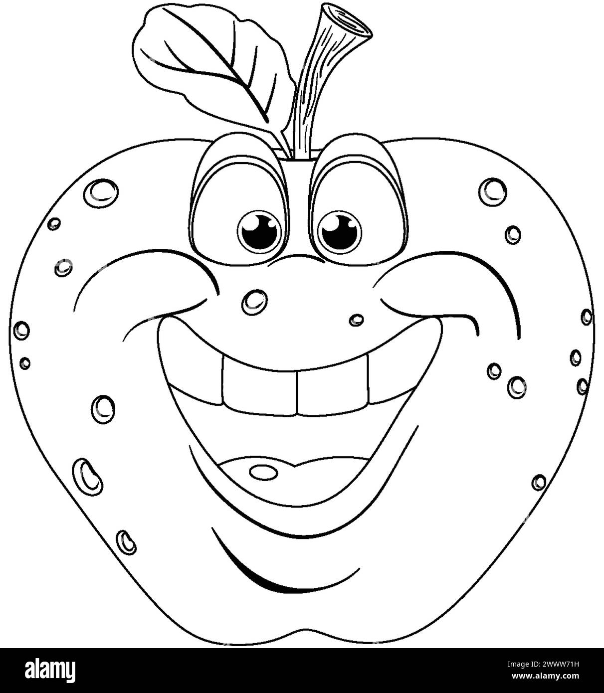 Black and white illustration of a smiling strawberry Stock Vector Image ...