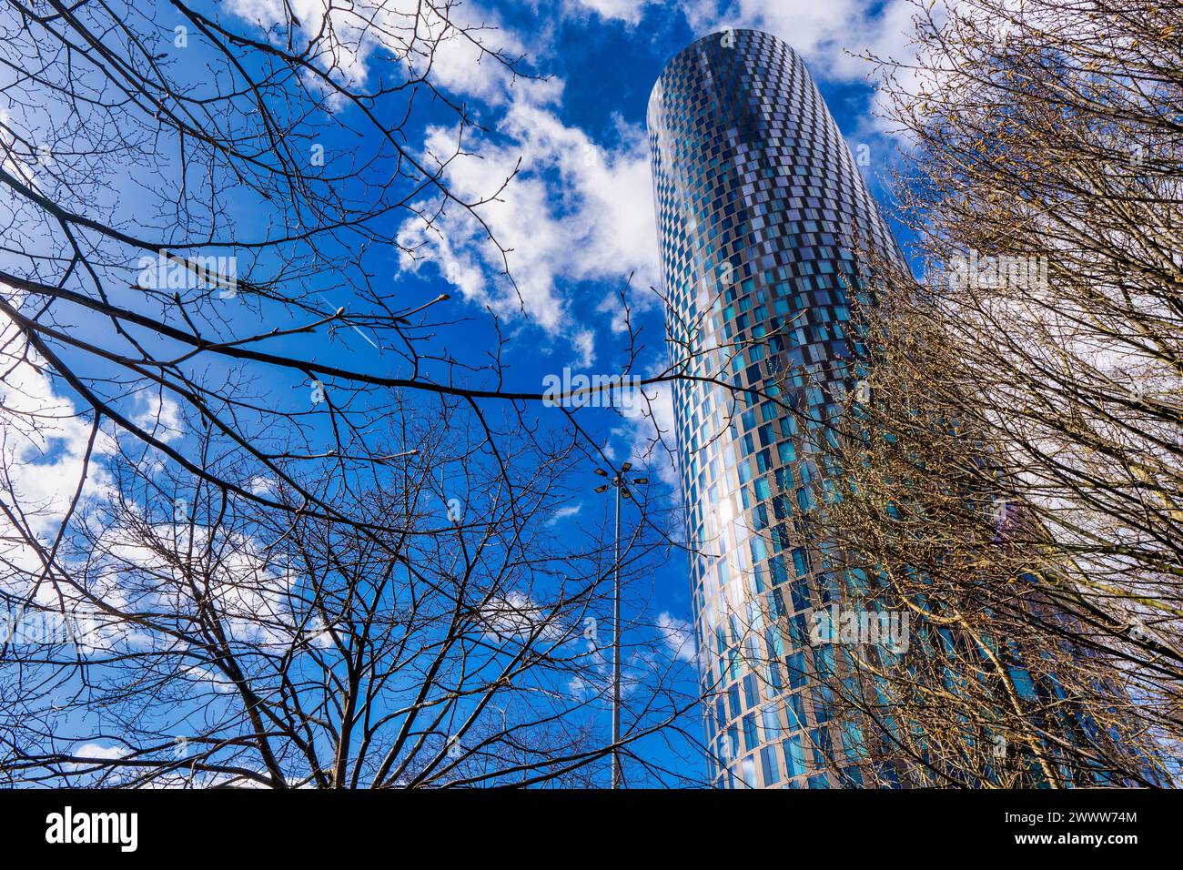 Three60 photographed from Hulme Park, Manchester Stock Photo - Alamy