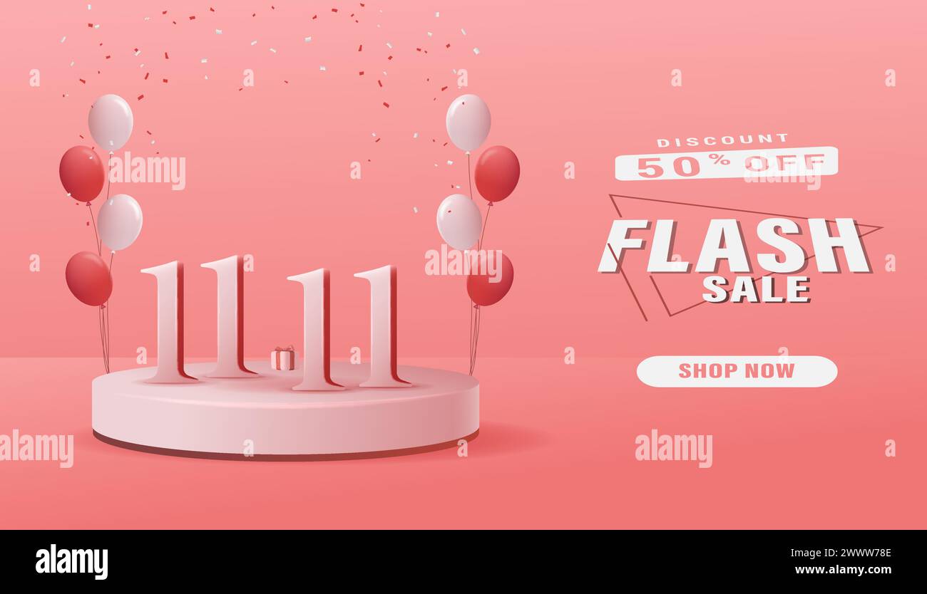 Flash Sale Shopping Banner with Gift Box Vector Illustration. Sale and ...