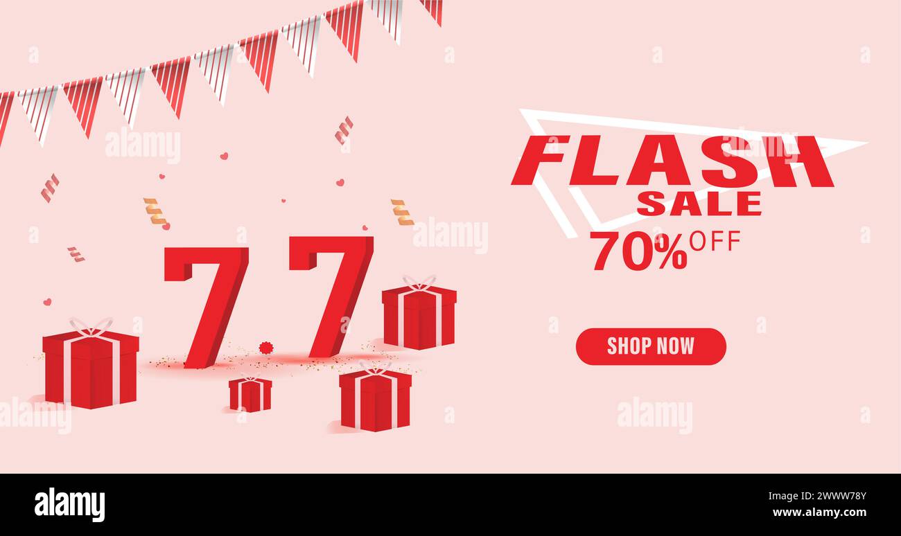 Flash Sale Shopping Banner with Gift Box Vector Illustration. Sale and ...