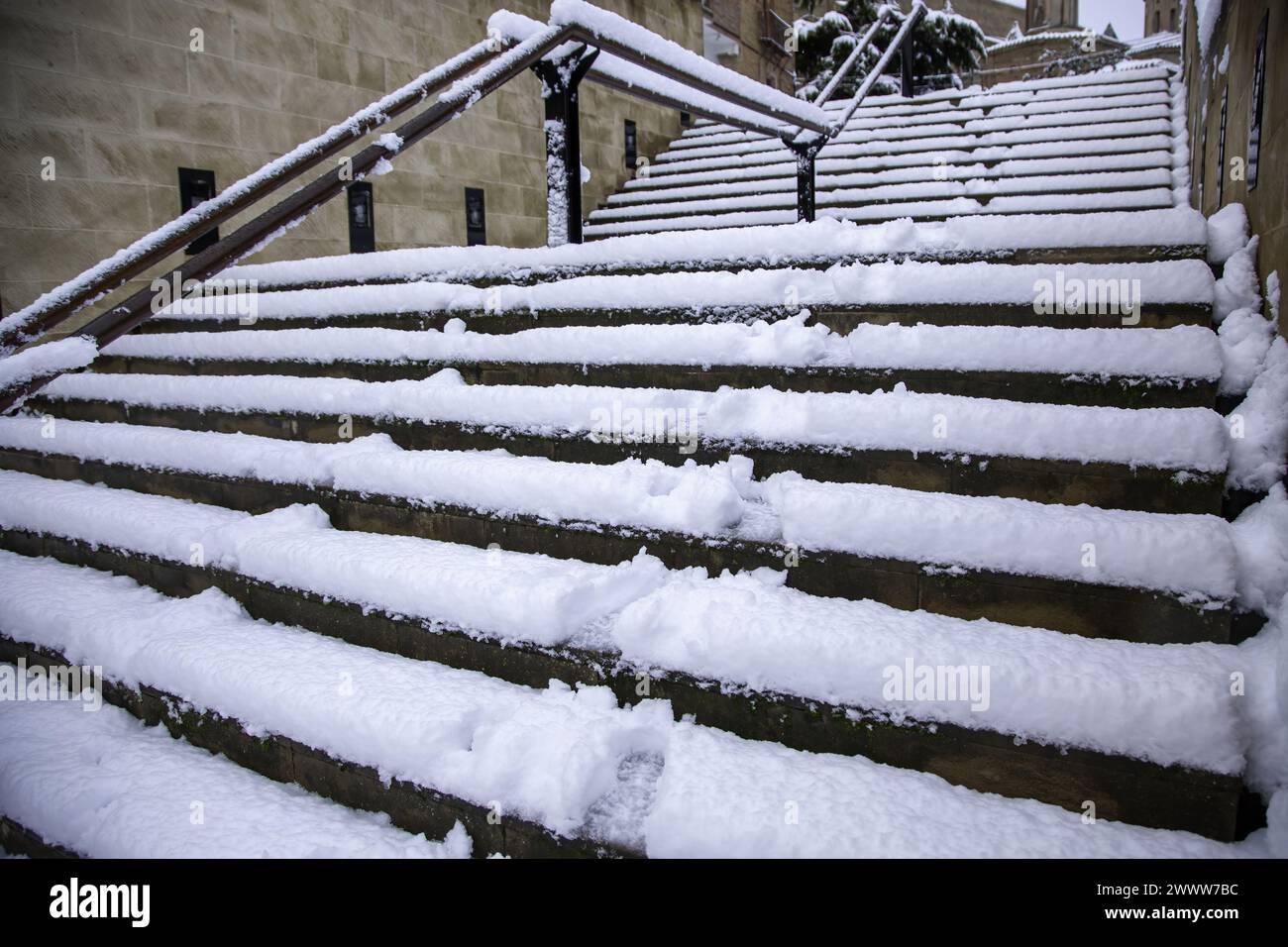 Urban stairs detail on a cold winter day Stock Photo - Alamy