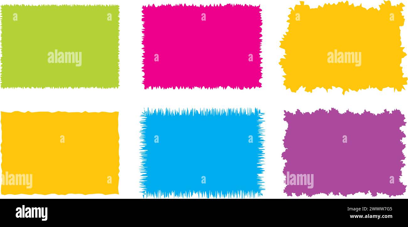 Jagged rectangle. Bright color simple shapes. Rectangle paper template ...