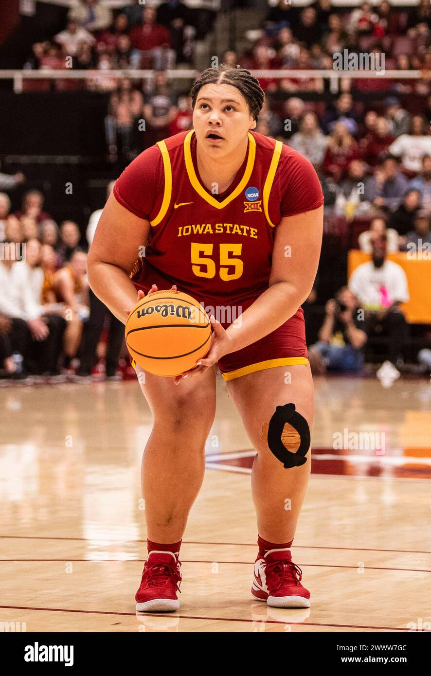Palo Alto, CA, USA. 24th Mar, 2024. A. Iowa State center Audi Crooks ...