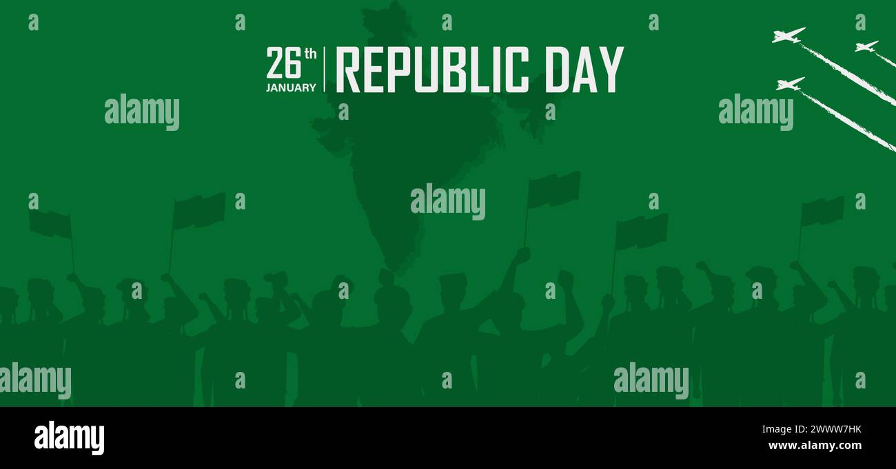 India Republic Day Poster with Silhouette People Raising Indian Flag ...