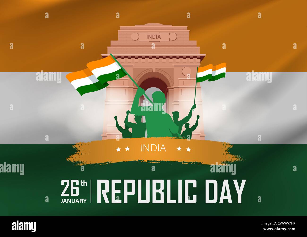 India Republic Day Poster with India Gate Vector Illustration Stock ...