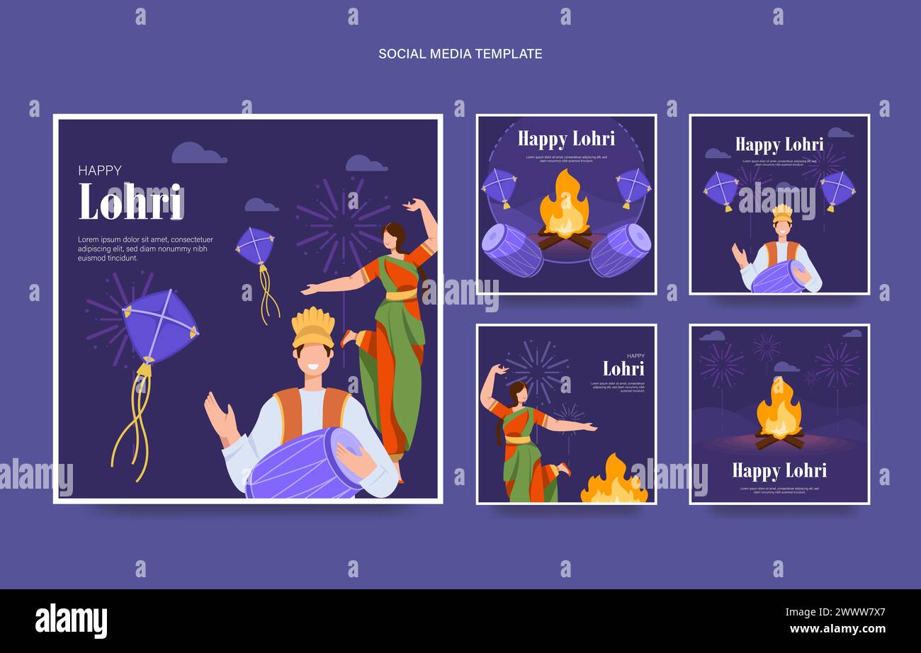 Vector illustration happy lohri hi-res stock photography and images - Alamy