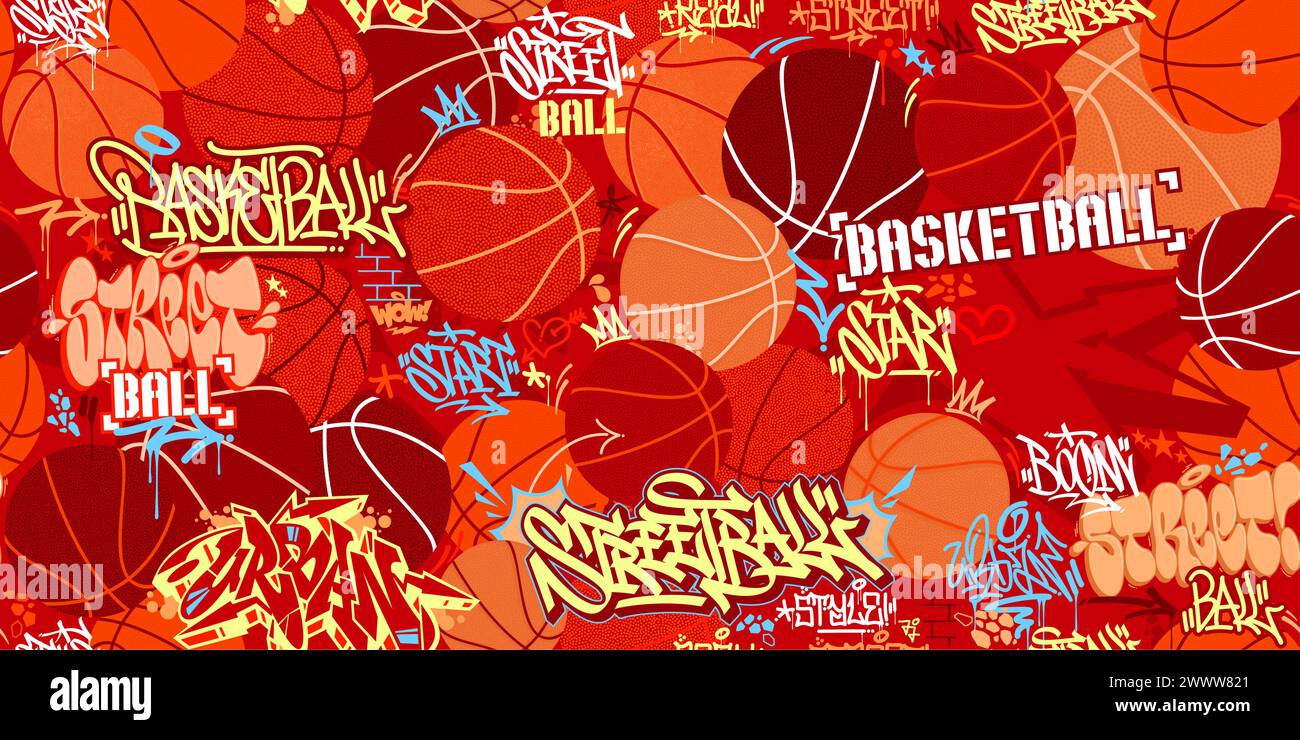 Seamless Abstract Hip Hop Urban Street Art Graffiti Style Streetball Or ...