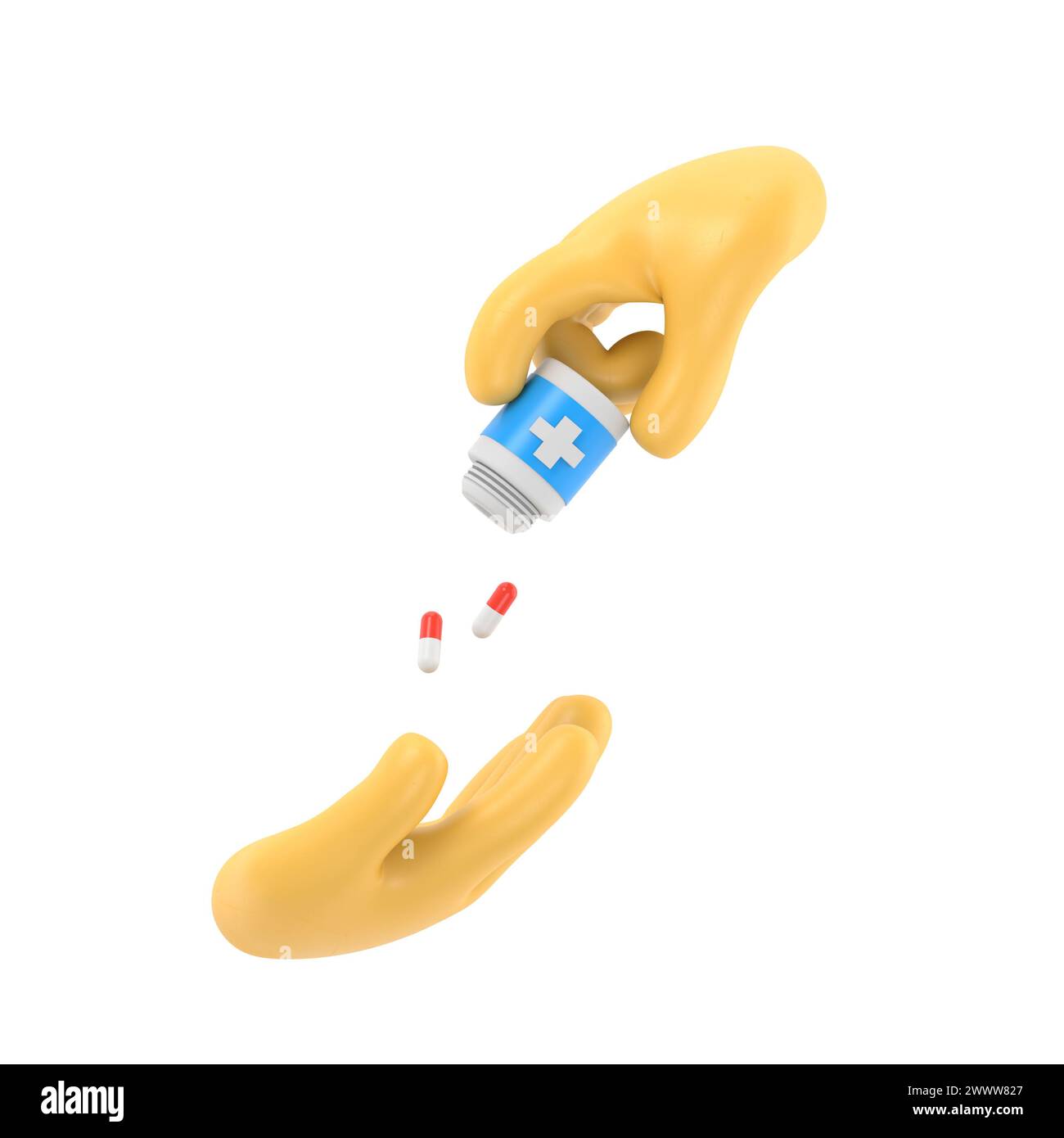 Doctor giving pills patient. 3D illustration flat style design. Holding ...