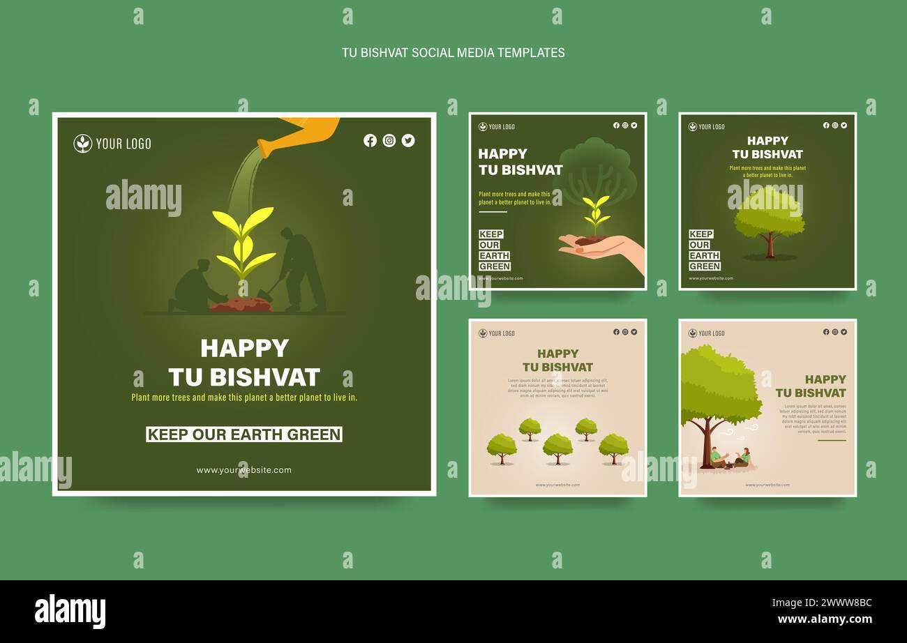 Happy Tu Bishvat on Hebrew. Tu Bishvat Poster Design Background with ...