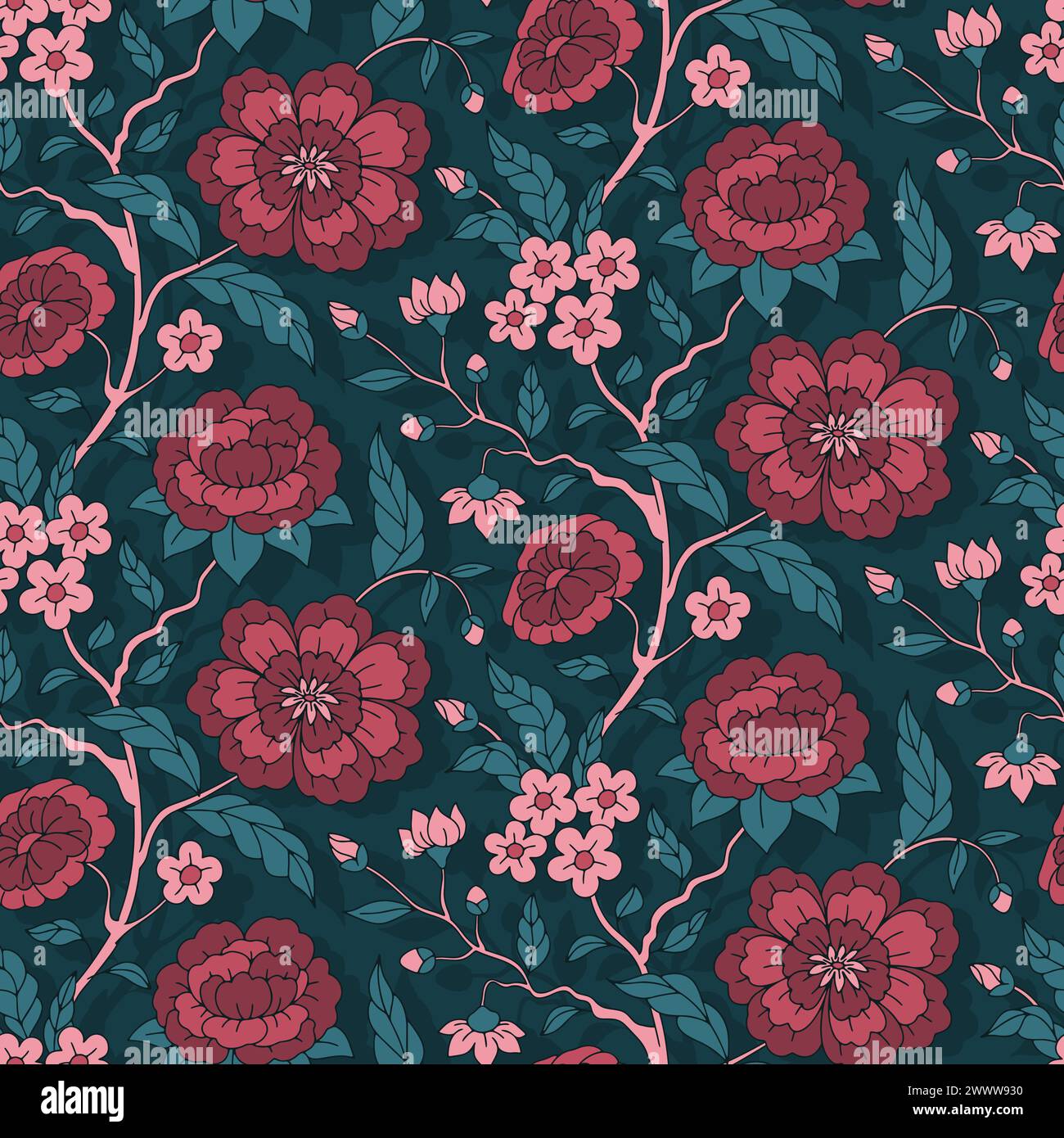 Seamless pattern with chinoiserie hand drawn motifs Stock Vector Image ...