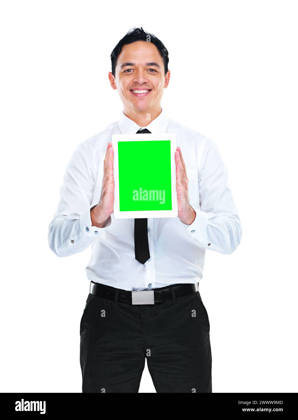 Man working green screen Cut Out Stock Images & Pictures - Alamy
