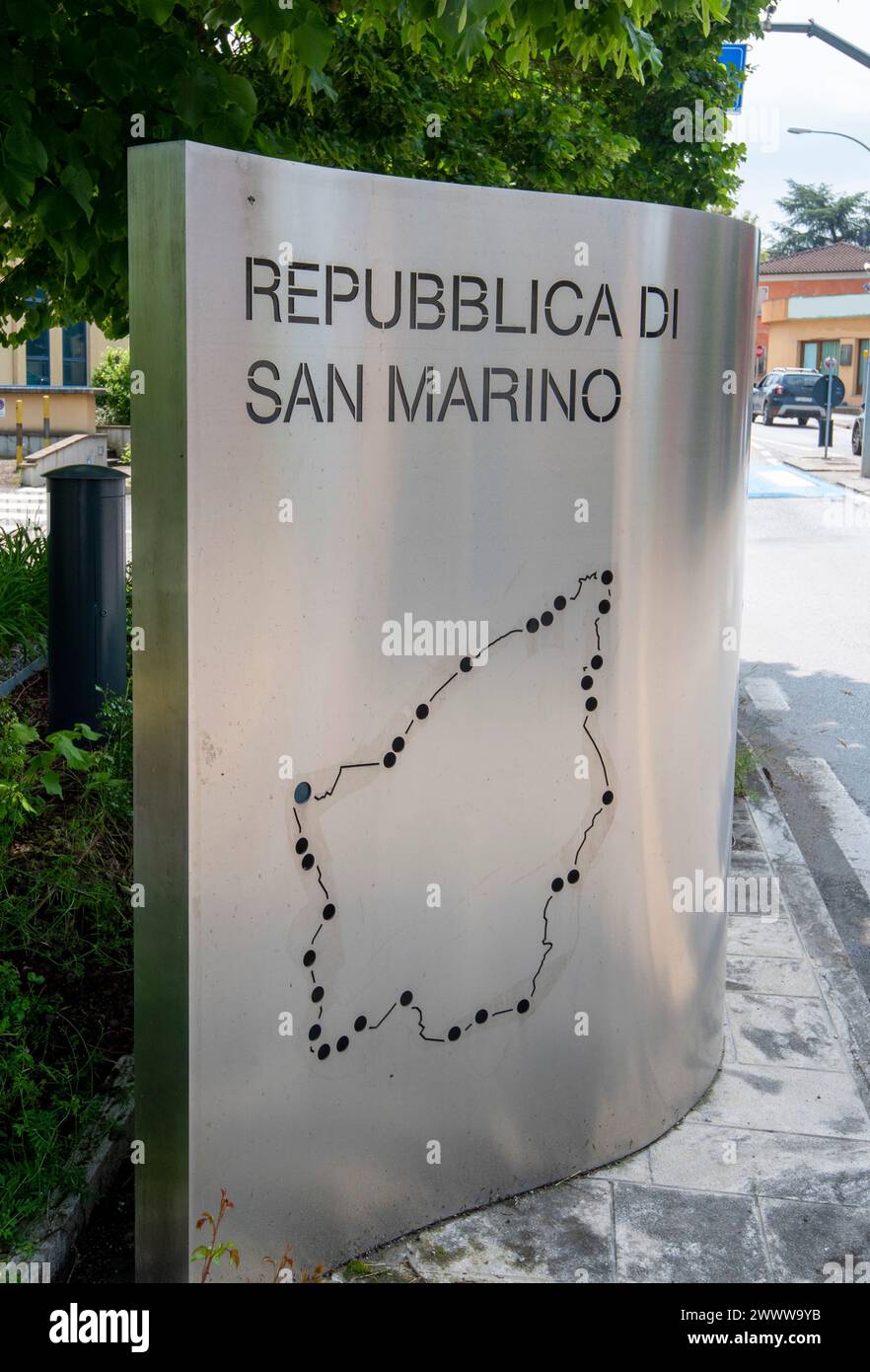San Marino Border Welcome Sign Stock Photo - Alamy