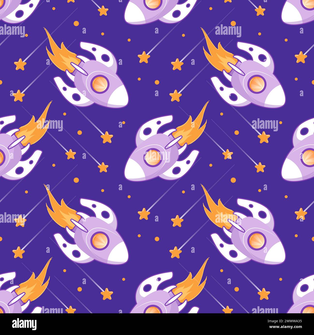 Space flights, shuttle, UFO, stars, rockets, the future. Cute baby illustration in vintage style ...