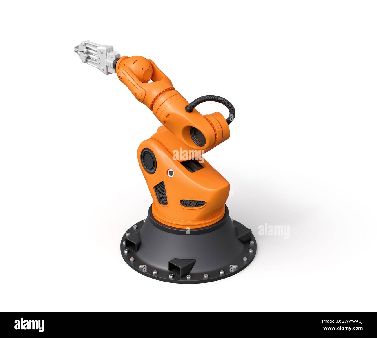 3d rendering of orange robotic arm isolated on white background Stock Photo - Alamy