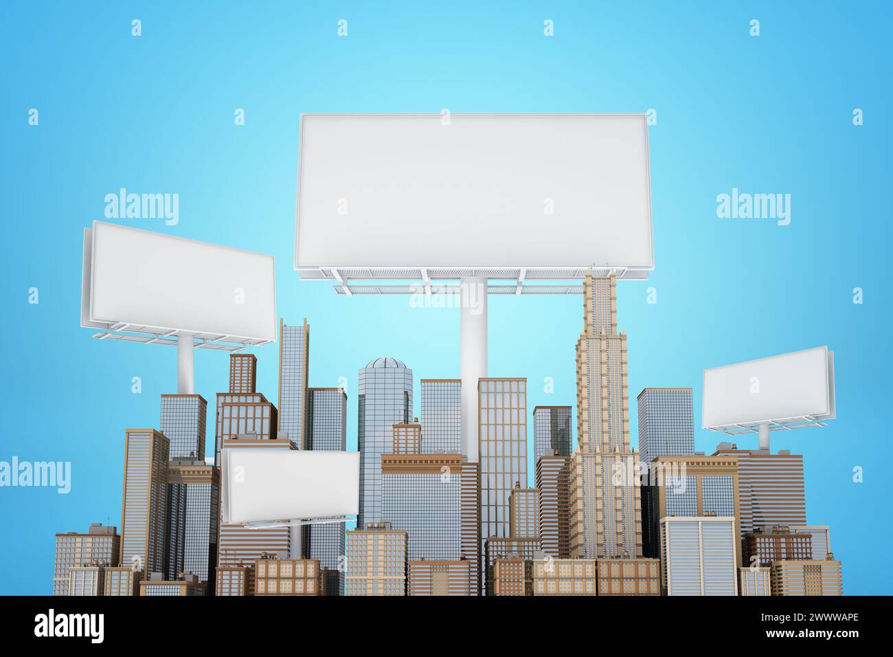 Blank billboards in a cityscape illustration Stock Photo - Alamy