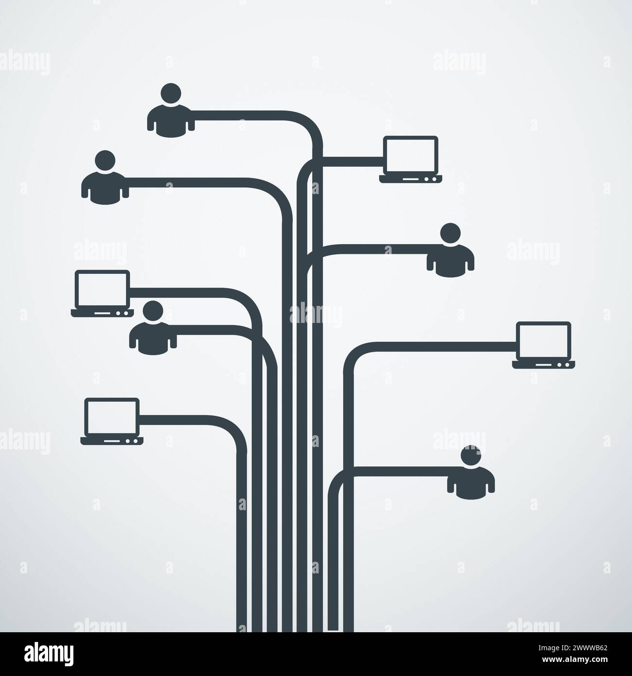 Icon, computer and connectivity with lines for network, communication ...