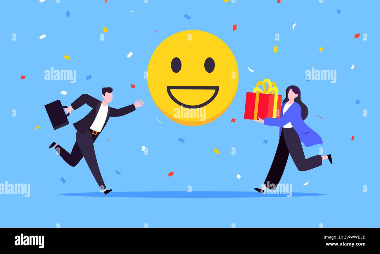 Employee wellbeing and positive emotions attitude business concept flat ...