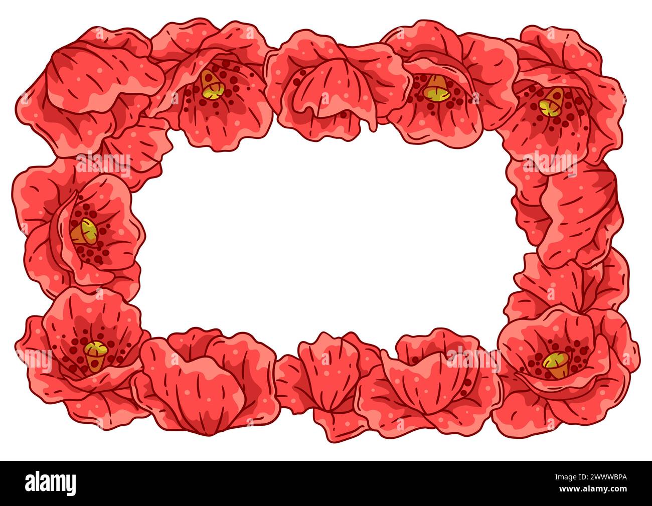 Frame with poppies flowers. Beautiful decorative plants Stock Vector ...