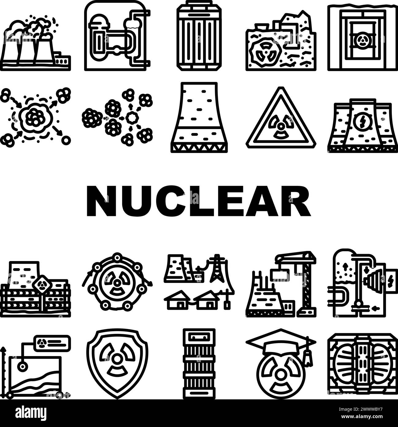 nuclear energy engineer atom icons set vector Stock Vector Image & Art ...