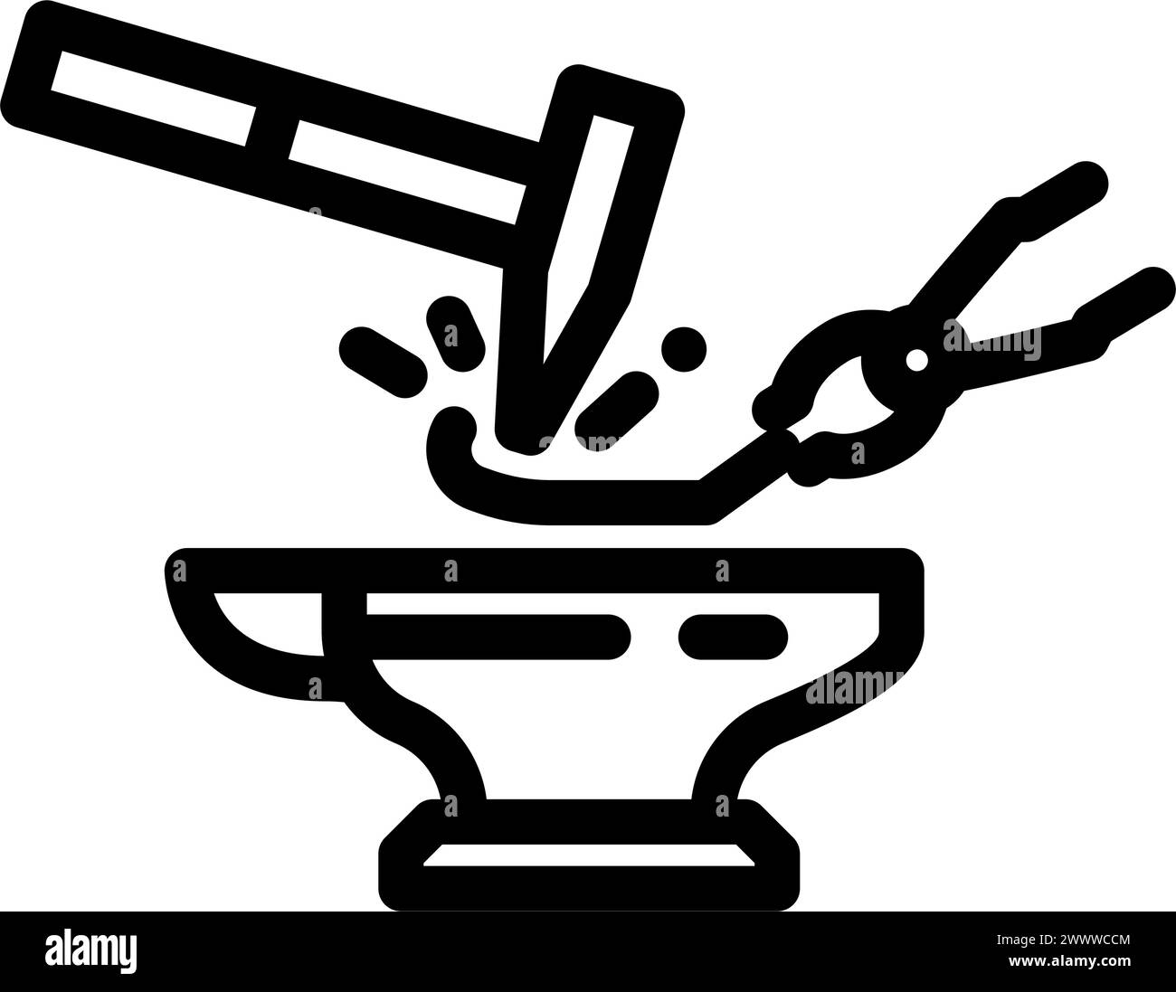 punch blacksmith metal line icon vector illustration Stock Vector Image ...