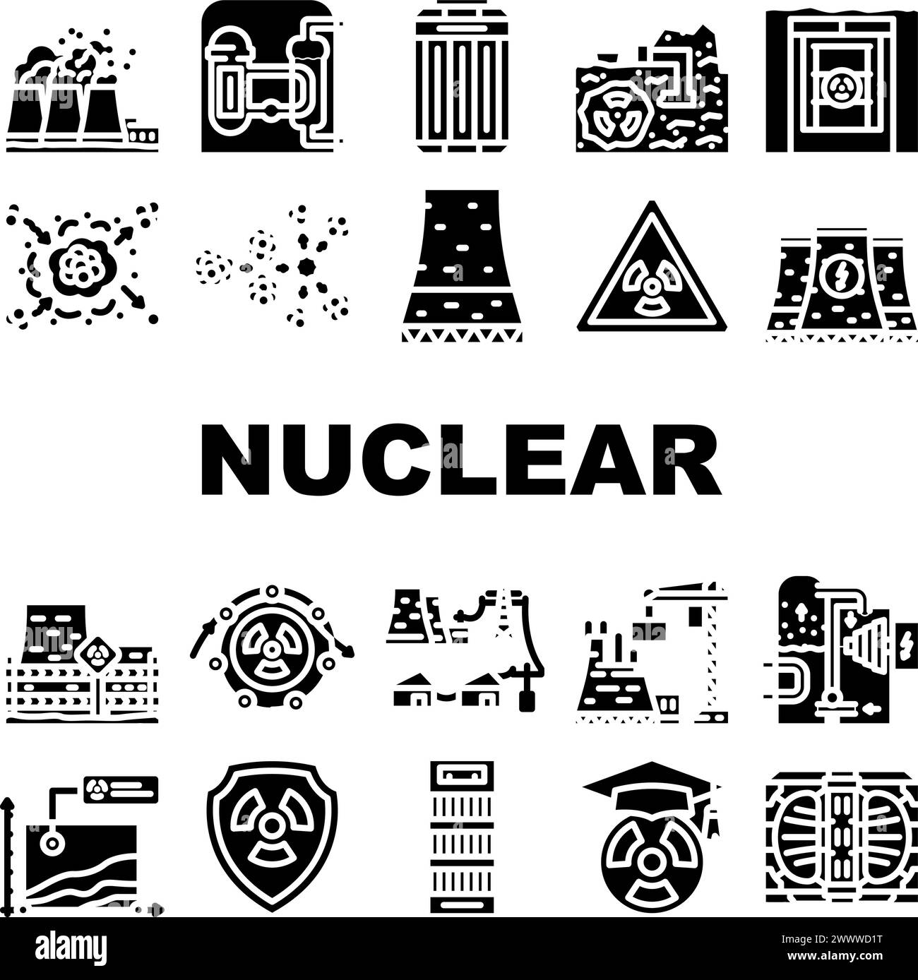 nuclear energy engineer atom icons set vector Stock Vector Image & Art ...