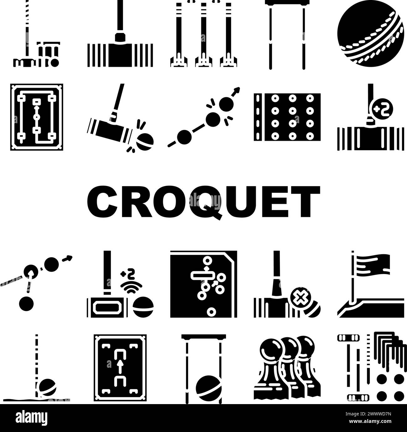 croquet mallet lawn icons set vector Stock Vector Image & Art - Alamy