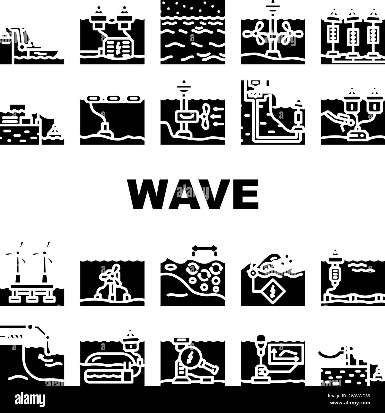 wave energy plant power icons set vector Stock Vector Image & Art - Alamy