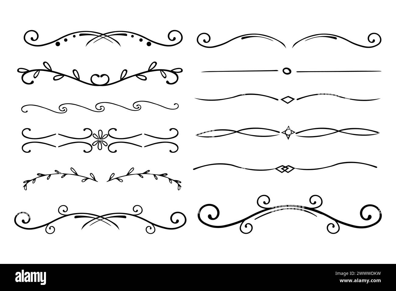 Elegant divider thin line swirl doodle ethnic border separator ...