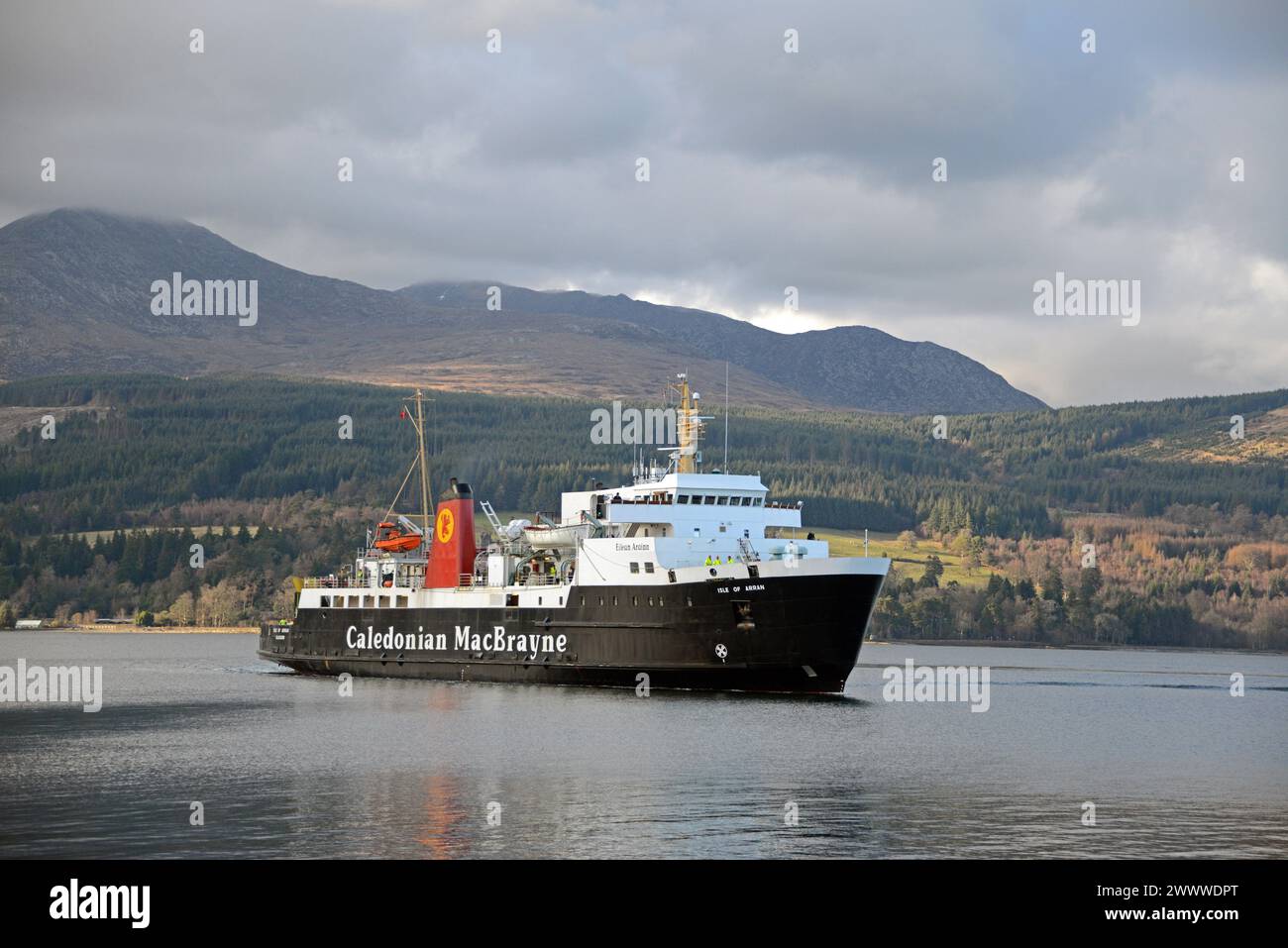 CALMAC ferry MV ISLE OF ARRAN approaching BRODICK, ISLE OF ARRAN ...