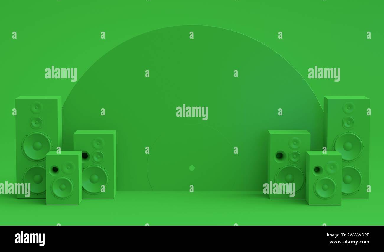 Set of Hi-fi speakers with loudspeakers isolated on monochrome ...