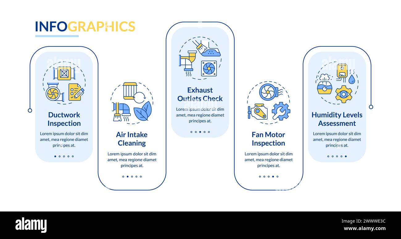 Ventilation inspection blue rectangle infographic template Stock Vector ...