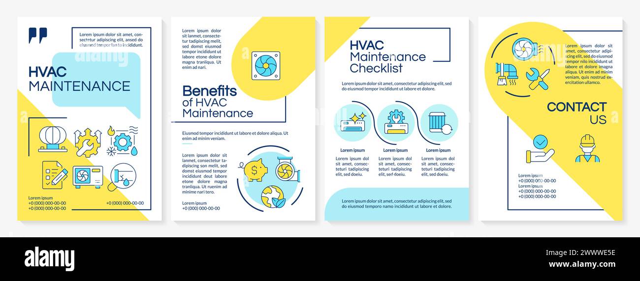HVAC maintenance blue and yellow brochure template Stock Vector Image ...