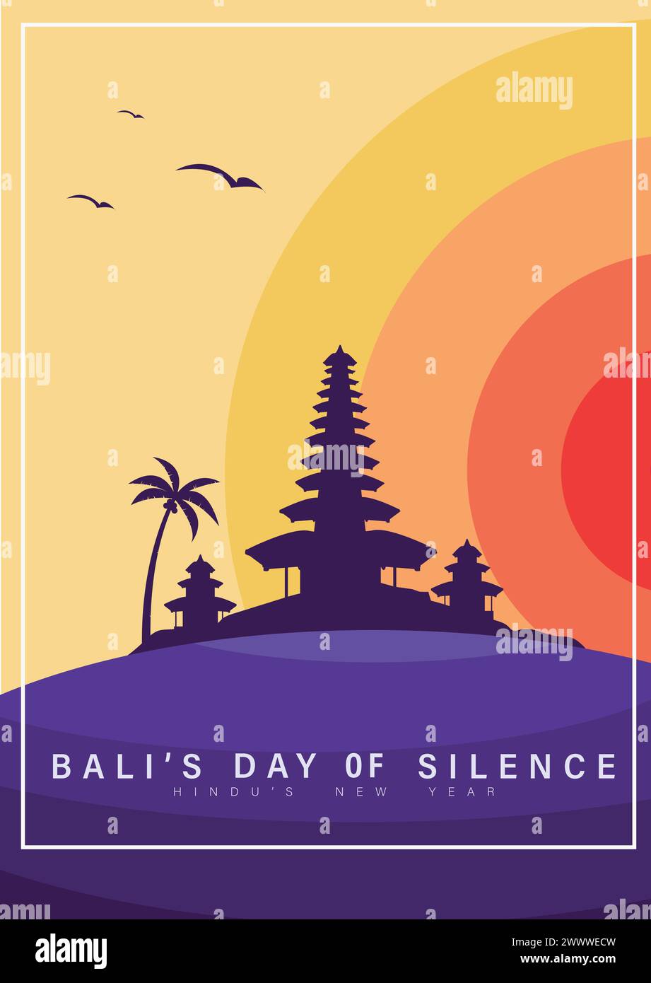 Translation : Happy Nyepi Day. Happy Bali's Day of Silence and Hindu New Year Vector ...