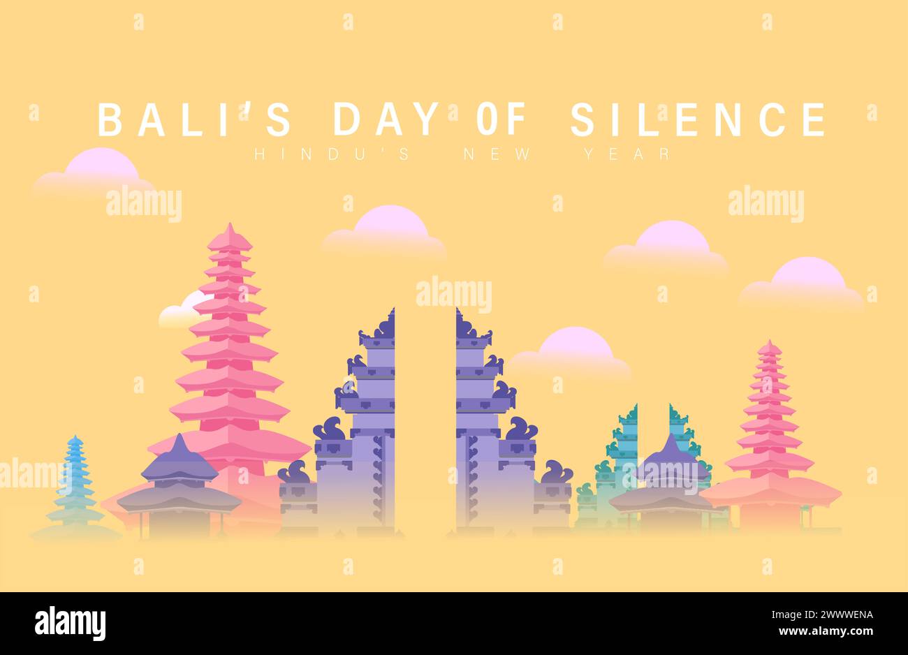 Translation : Happy Nyepi Day. Happy Bali's Day of Silence and Hindu ...