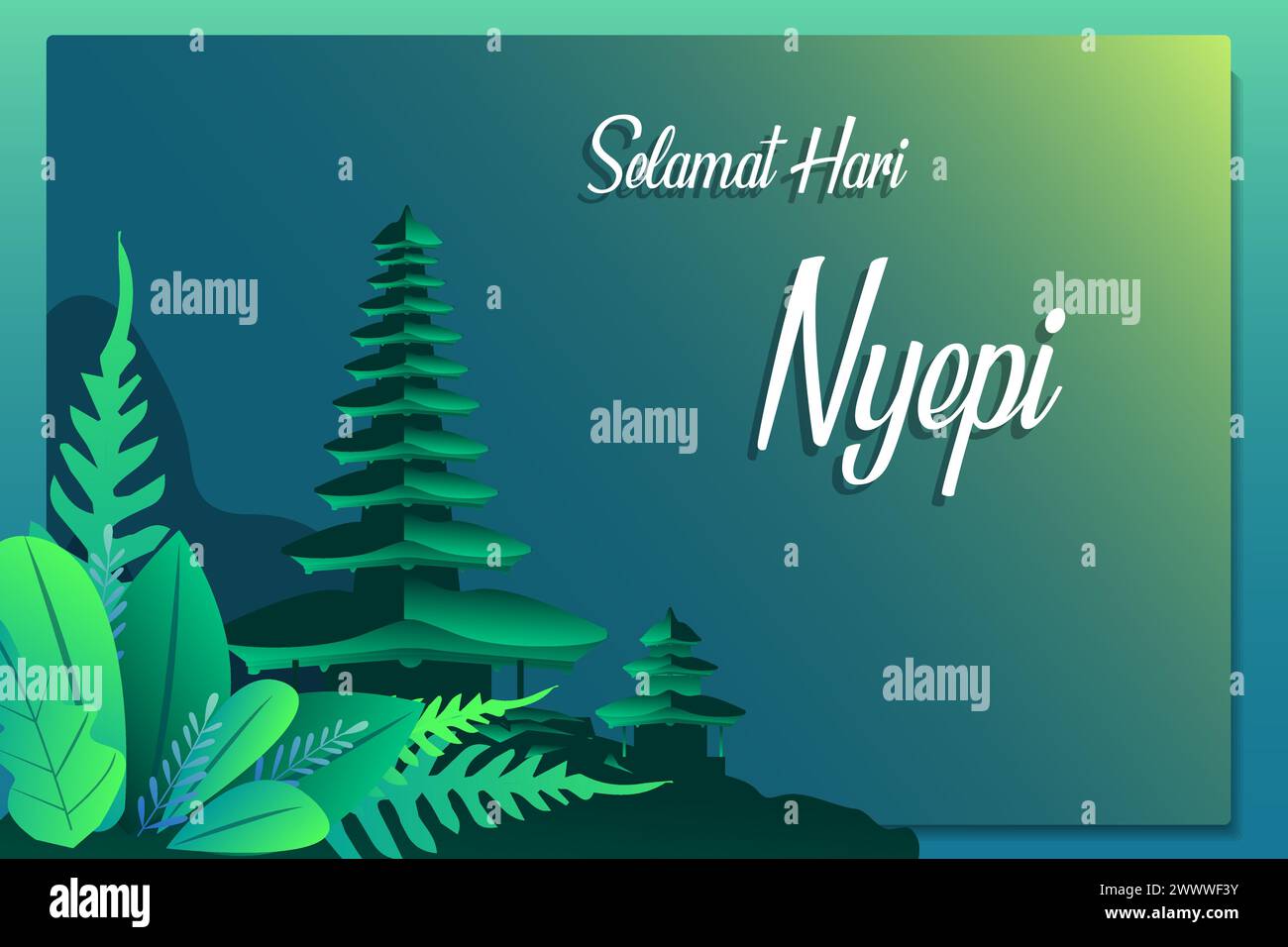 Translation : Happy Nyepi Day. Happy Bali's Day of Silence and Hindu New Year Vector ...