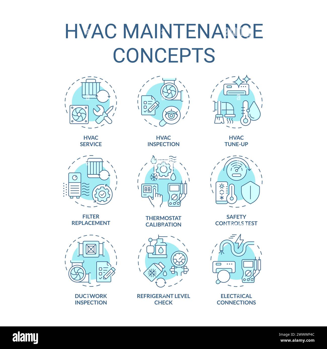 HVAC maintenance soft blue concept icons Stock Vector Image & Art - Alamy