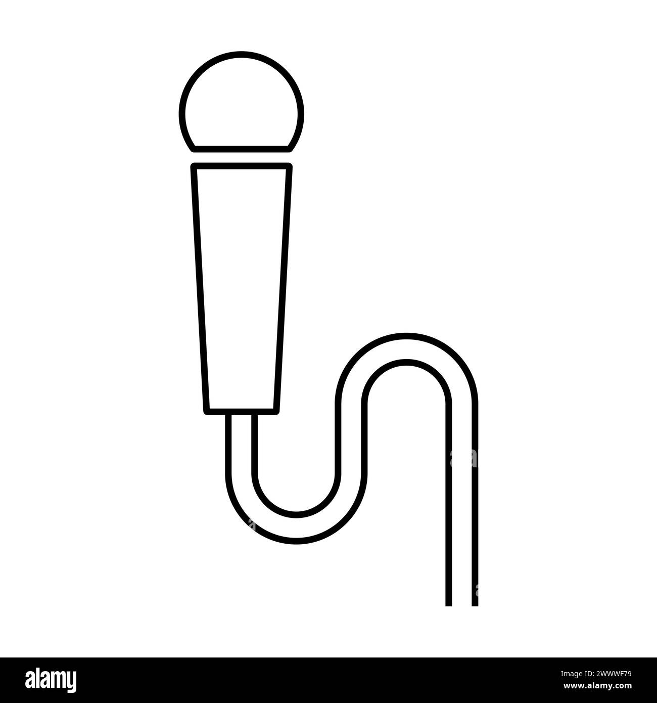 Microphone icon with curved cable, simple microphone outline Stock ...