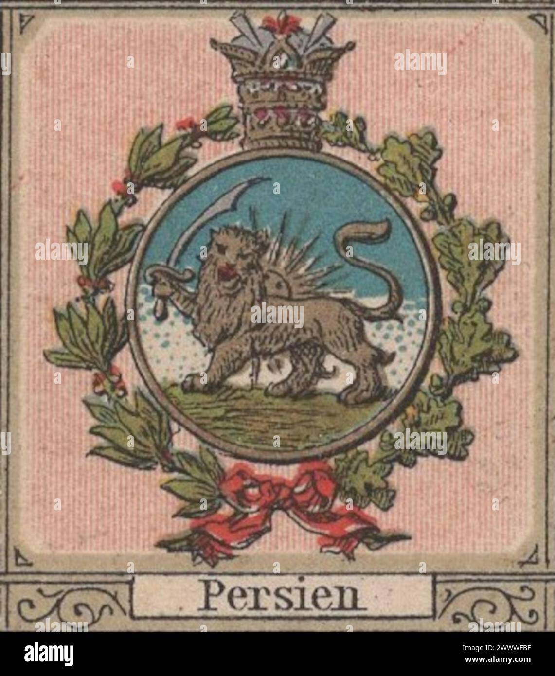 Antike lithographie wappen von persien hi-res stock photography and ...