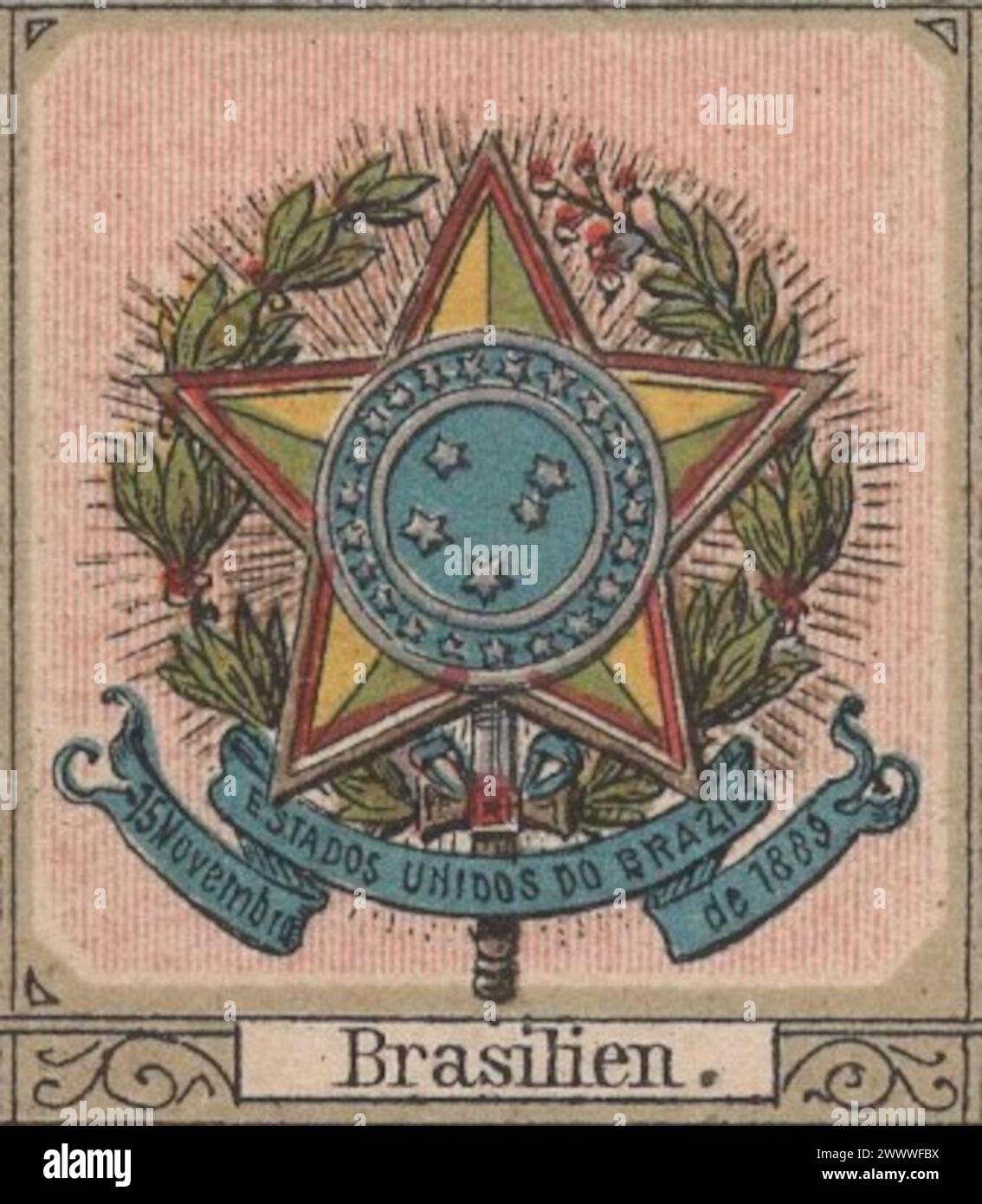 Antike lithographie wappen von brasilien hi-res stock photography and ...