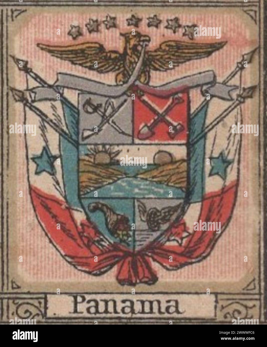 Antike lithographie wappen von panama hi-res stock photography and ...