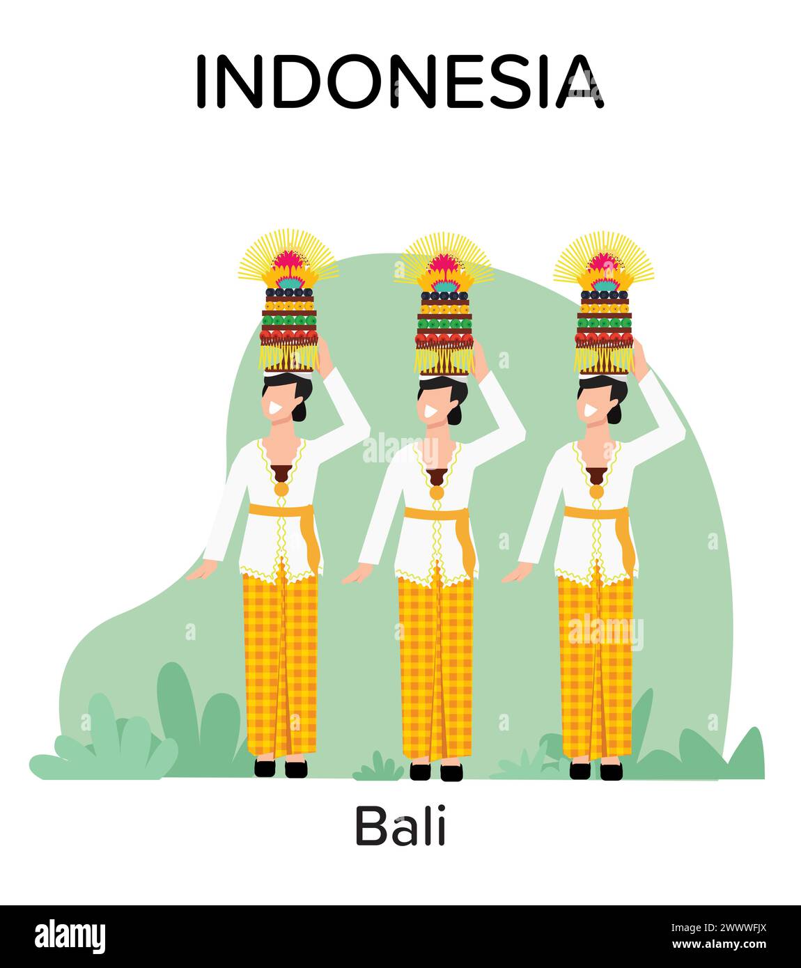 Procession of beautiful Balinese women in traditional costumes,Hindu ...